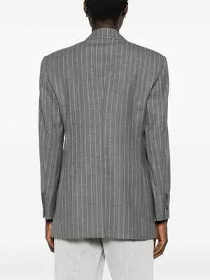 Brunello Cucinelli Pinstriped Wool Blazer - Grey