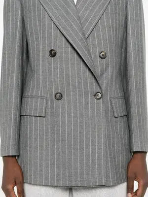 Brunello Cucinelli Pinstriped Wool Blazer - Grey