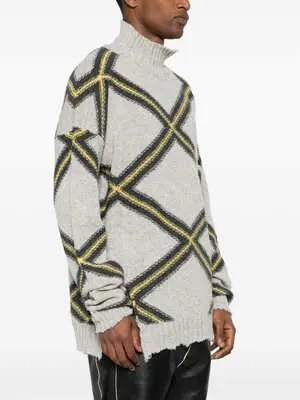 Marni Diamond-check Distressed Jumper