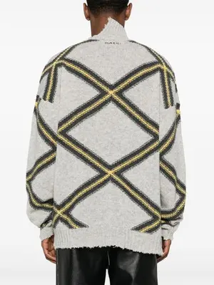 Marni Diamond-check Distressed Jumper