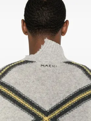 Marni Diamond-check Distressed Jumper