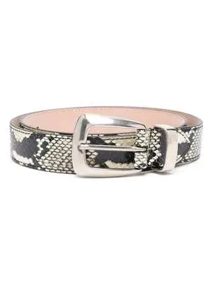 Khaite Benny Snakeskin-effect Leather Belt - Neutrals