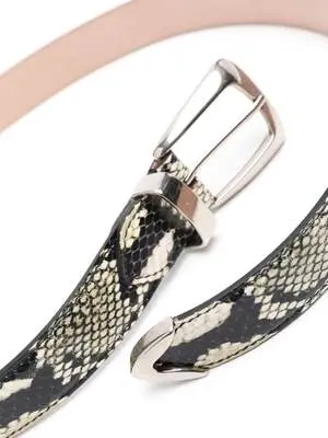Khaite Benny Snakeskin-effect Leather Belt - Neutrals