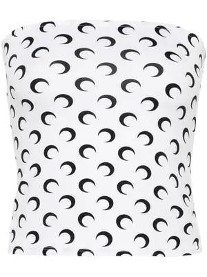 MARINE SERRE Crescent Moon Tube Top - White