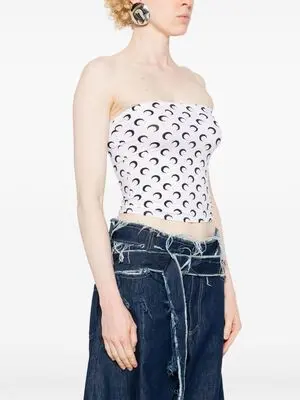 MARINE SERRE Moon Print Tube Top - White