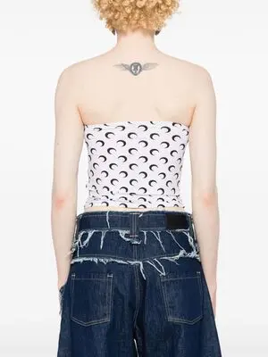 MARINE SERRE Moon Print Tube Top - White