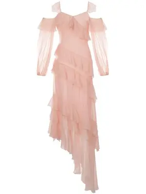 Blumarine Asymmetrical Hem Long Sleeve Dress