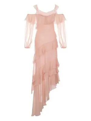 Blumarine Asymmetrical Hem Long Sleeve Dress