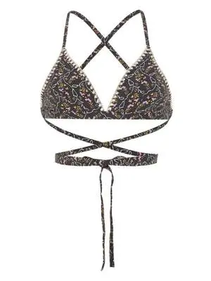 Isabel Marant Étoile Solange Floral-print Bikini Top - Black