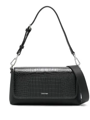 Calvin Klein Embossed Crocodile-effect Logo Plaque Shoulder Bag