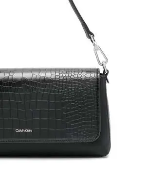 Calvin Klein Embossed Crocodile-effect Logo Plaque Shoulder Bag