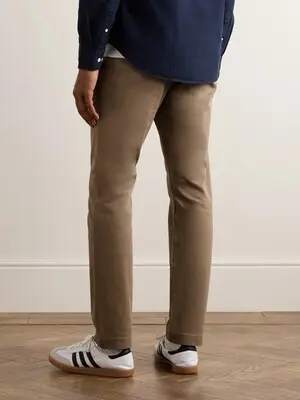 Nn07 Theo 1420 Tapered Organic Cotton-blend Twill Chinos - Brown