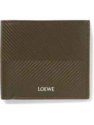 Loewe Logo-print Embossed Leather Billfold Wallet - Green