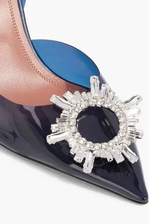 Amina Muaddi Begum Crystal-embellished Slingback Pumps - Navy