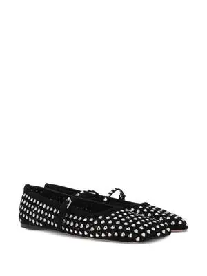 Amina Muaddi Anne Embellished Ballerina Shoes - Black