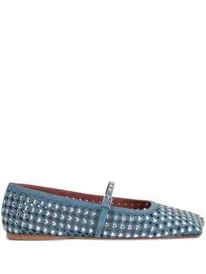 Amina Muaddi Anne Embellished Ballerina Shoes - Blue
