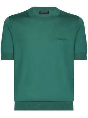 Dolce & Gabbana Logo-embroidered Silk Sweater - Green