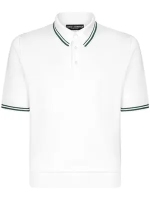 Dolce & Gabbana Striped-border Silk Polo Shirt