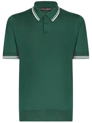 Dolce & Gabbana Striped-border Silk Polo Shirt