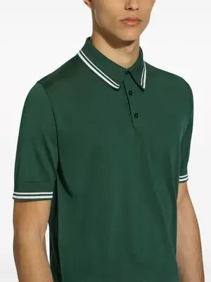 Dolce & Gabbana Striped-border Silk Polo Shirt
