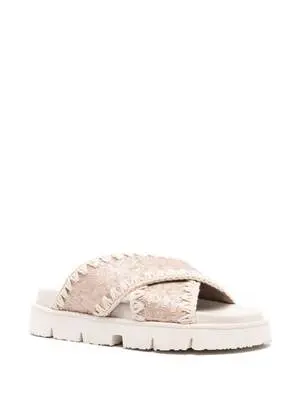 Mou Bio Criss-cross Sequin-embellished Sandals
