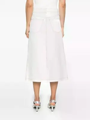 TOTEME Contrast-stitching Midi Skirt - White