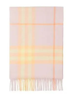 Burberry Checked Cashmere Fringe Scarf - Pink