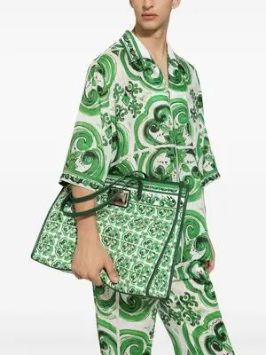 Dolce & Gabbana Majolica Print Canvas Tote - Green