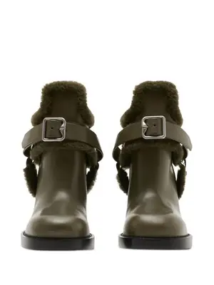 Burberry Buckled Leather Biker Boots
