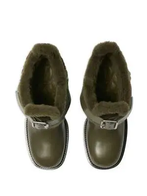 Burberry Buckled Leather Biker Boots