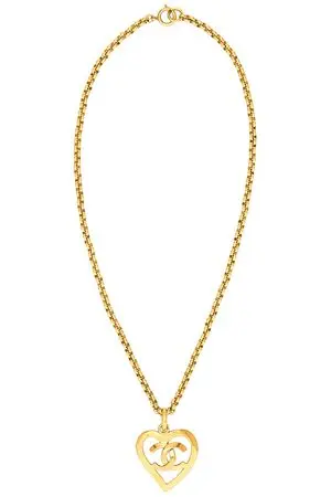 Chanel 1995 Cc Heart Necklace - Light Gold