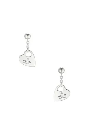 Gucci Trademark Heart Motif Pendant Earrings - Sterling Silver