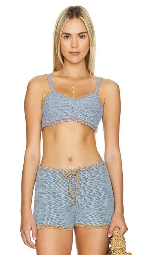 THE KNOTTY ONES Zemelapis Bralette In Baby Blue - Sea