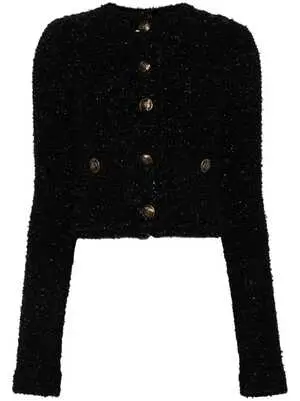 Balenciaga Cropped Bouclé Jacket - Black