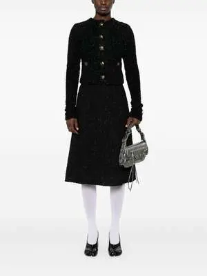Balenciaga Cropped Bouclé Jacket - Black