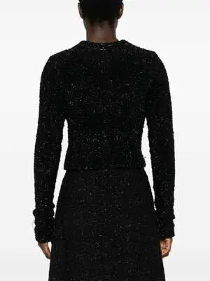 Balenciaga Cropped Bouclé Jacket - Black