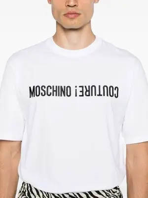 Moschino Logo-embroidered Cotton T-shirt - White