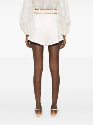 Zimmermann Halliday Tuck Belted Linen Shorts - Neutrals