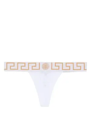 Versace Greca Border Thong - White