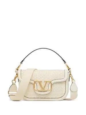 Valentino Garavani Alltime Woven Leather Shoulder Bag - Neutrals