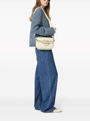 Valentino Garavani Alltime Woven Leather Shoulder Bag - Neutrals