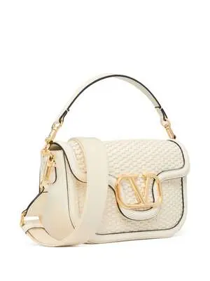 Valentino Garavani Alltime Woven Leather Shoulder Bag - Neutrals