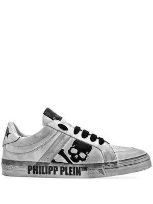 Philipp Plein Skull & Bones Metallic Sneakers