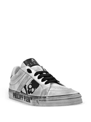 Philipp Plein Skull & Bones Metallic Sneakers
