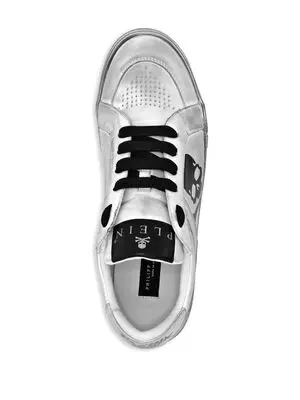 Philipp Plein Skull & Bones Metallic Sneakers