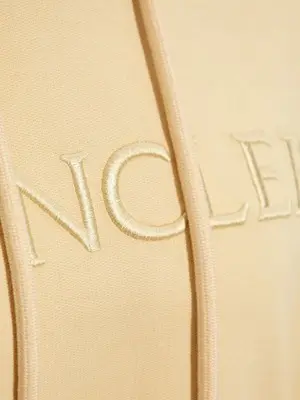 Moncler Logo-embroidered Cotton Hoodie - Neutrals