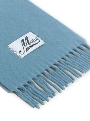 Marni Logo-patch Alpaca Wool-blend Scarf - Blue
