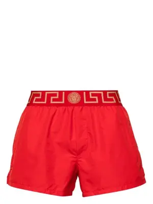 Versace Greca Border Swim Shorts - Red
