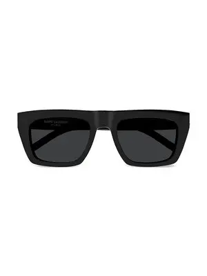Saint Laurent Monogram Hinge 52mm Acetate Square Sunglasses - Black Dark Grey