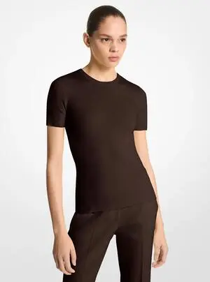 Michael Kors Cashmere Short-sleeve Sweater - Brown